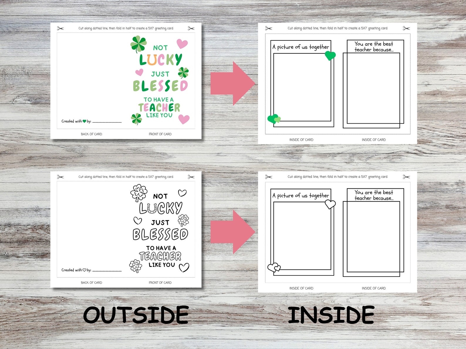 PRINTABLE St. Patrick's Day, Coloring Teacher Card, Thank You Teacher ...