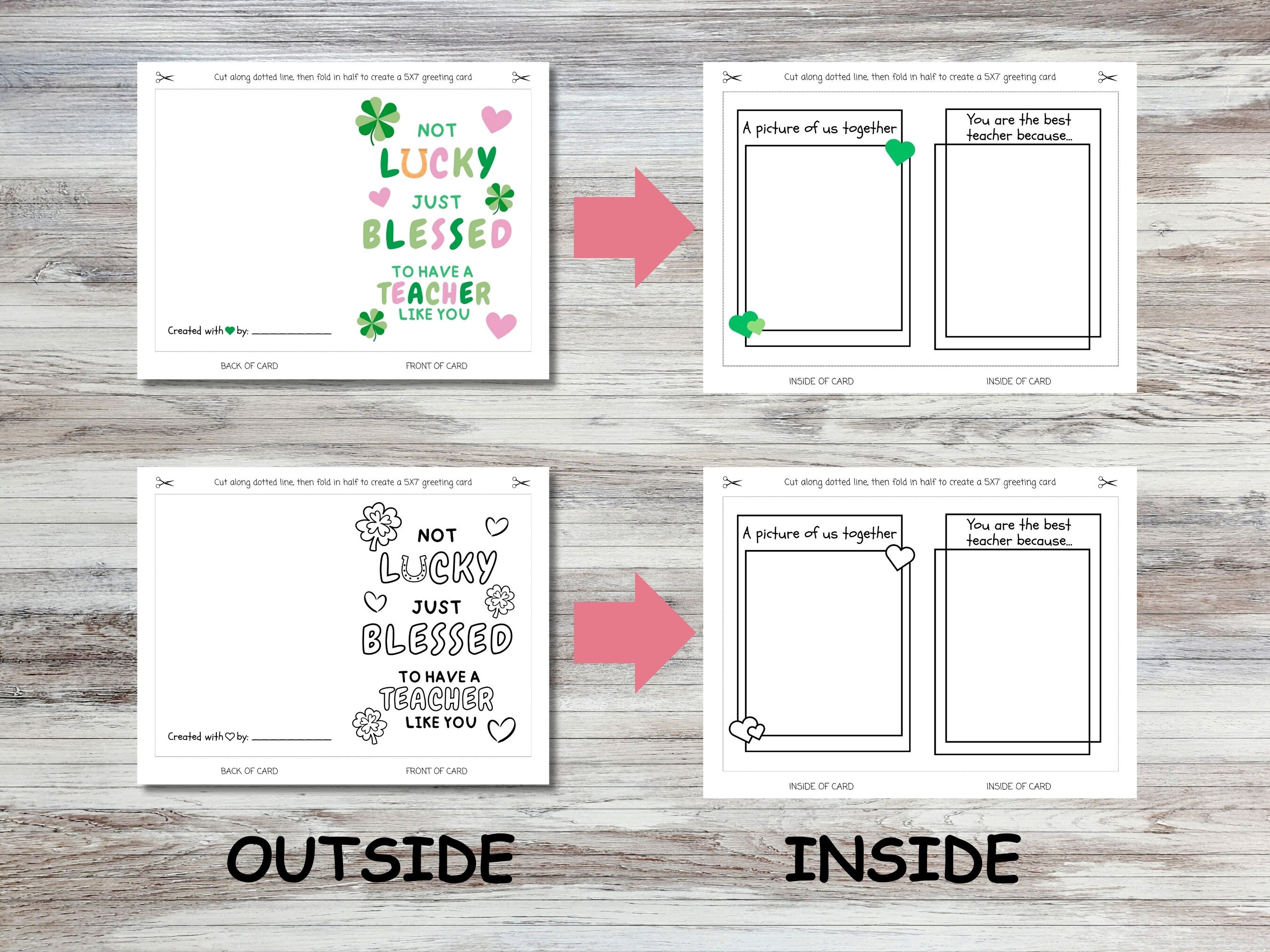 PRINTABLE St. Patrick's Day, Coloring Teacher Card, Thank You Teacher ...