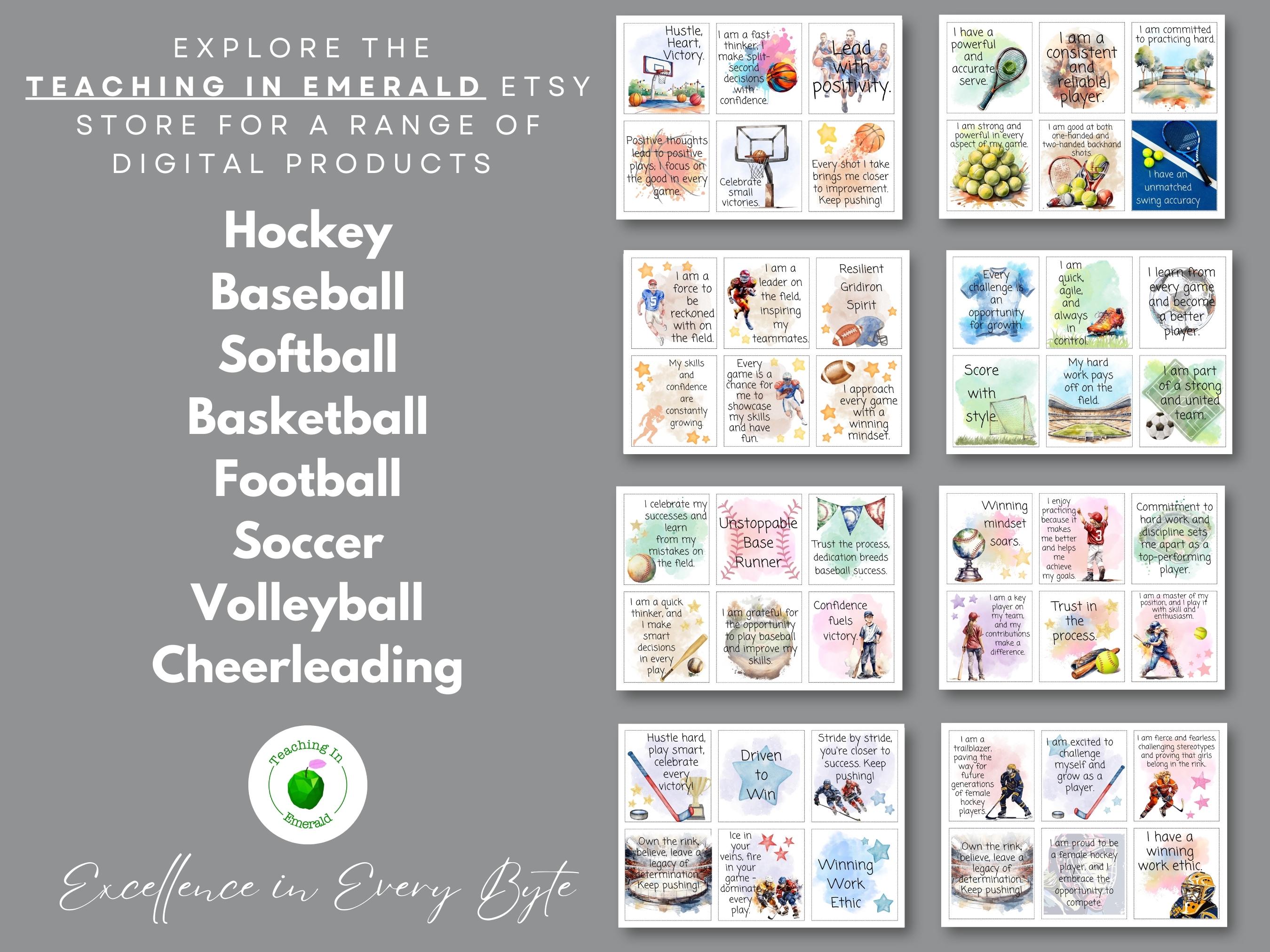 24 Printable Empowering Quotes for Young Athletes, Cards for Kids, Self ...