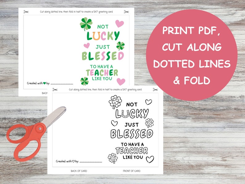 PRINTABLE St. Patrick's Day, Coloring Teacher Card, Thank You Teacher ...