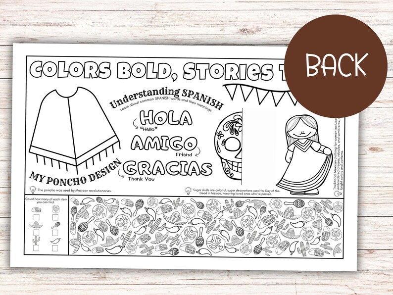 Mexico Themed Printable Activity Sheet, Placemat, for Kids – Word ...