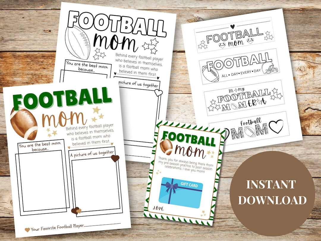 Football Mom Appreciation, Mom's Birthday Gift, Mothers Day Printable ...
