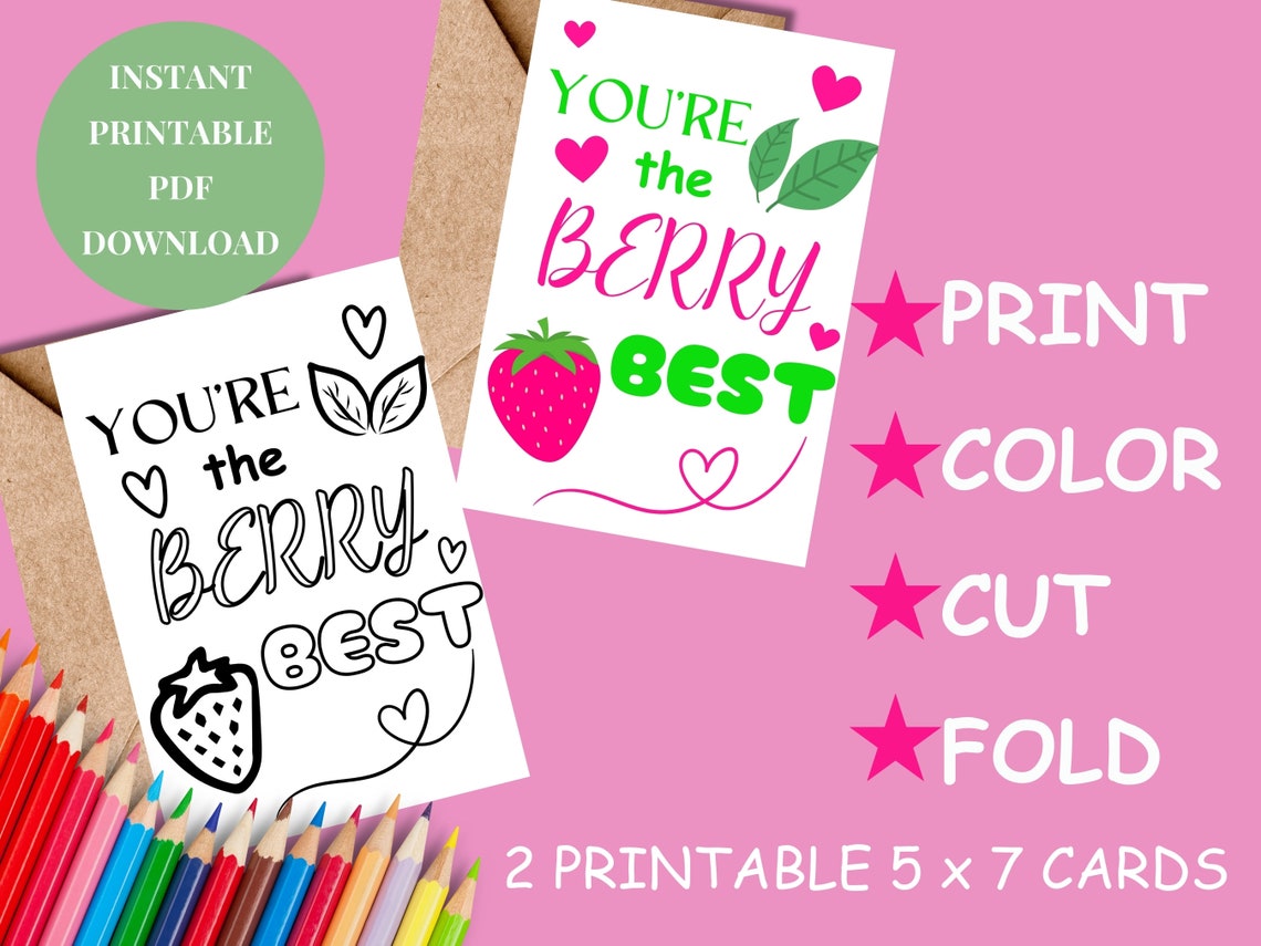 PRINTABLE You're the Berry Best Coloring Teacher Card, Thank You ...