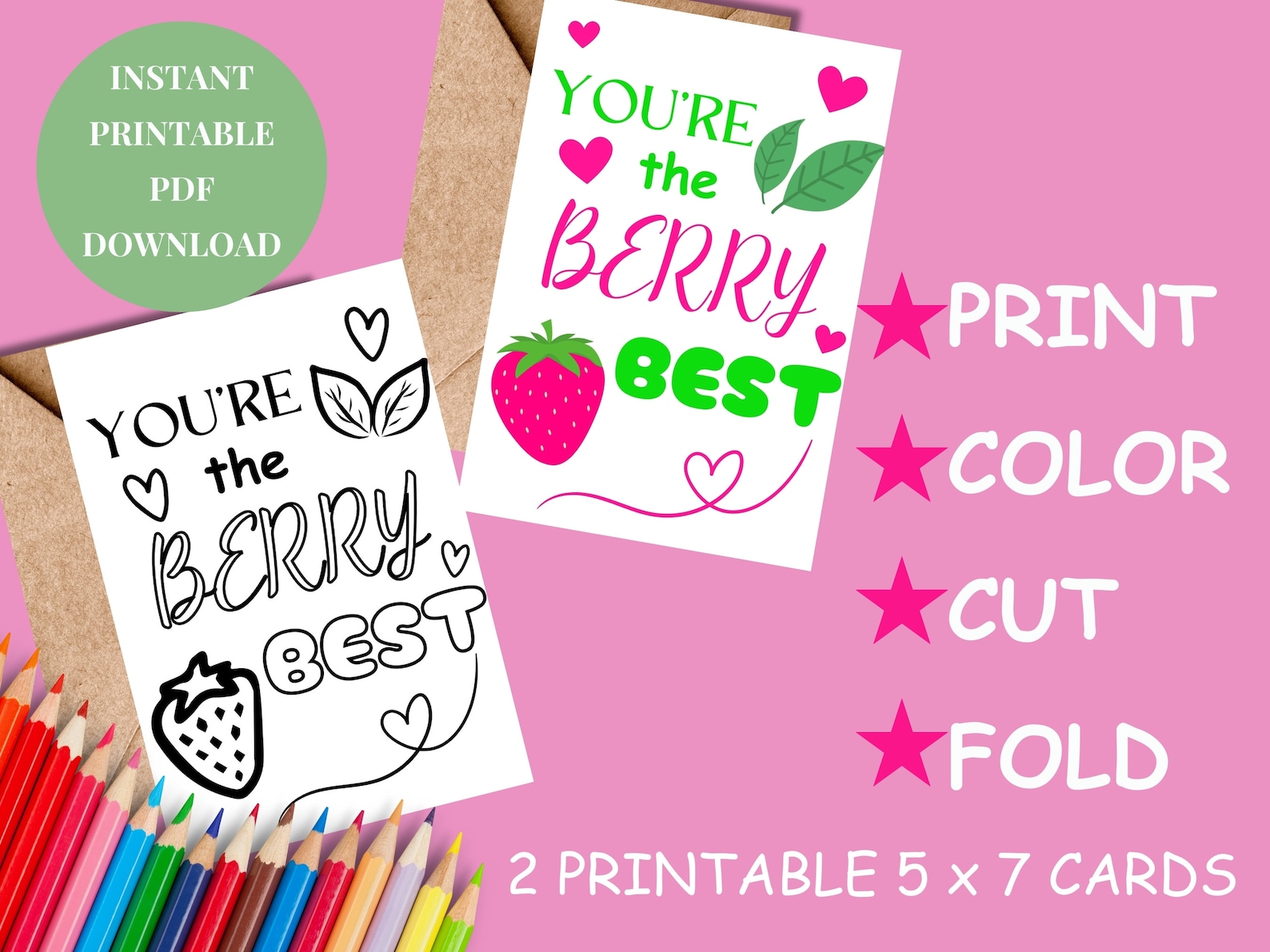 PRINTABLE You're the Berry Best Coloring Teacher Card, Thank You ...