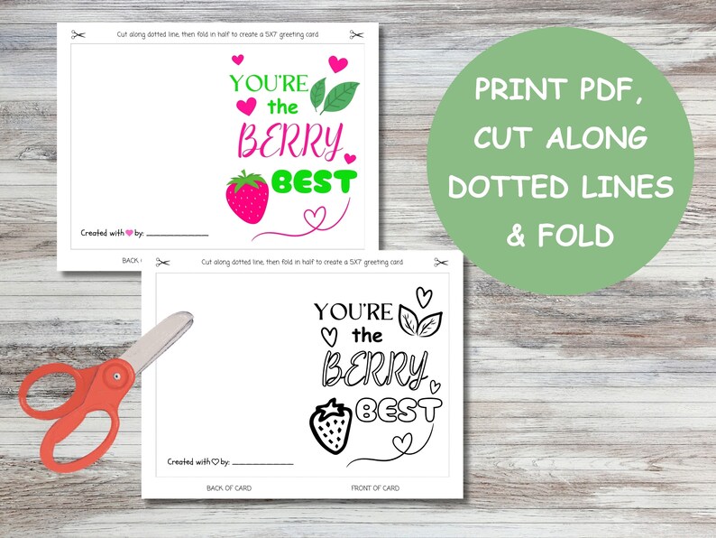 PRINTABLE You're the Berry Best Coloring Teacher Card, Thank You ...