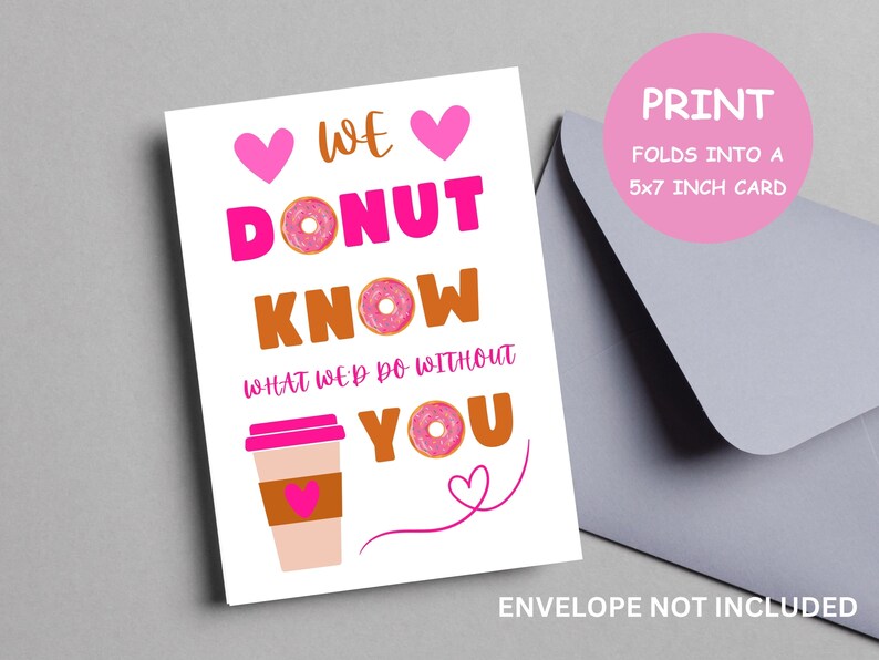PRINTABLE Donut, Coloring Teacher Card, Thank You Teacher, Teacher ...