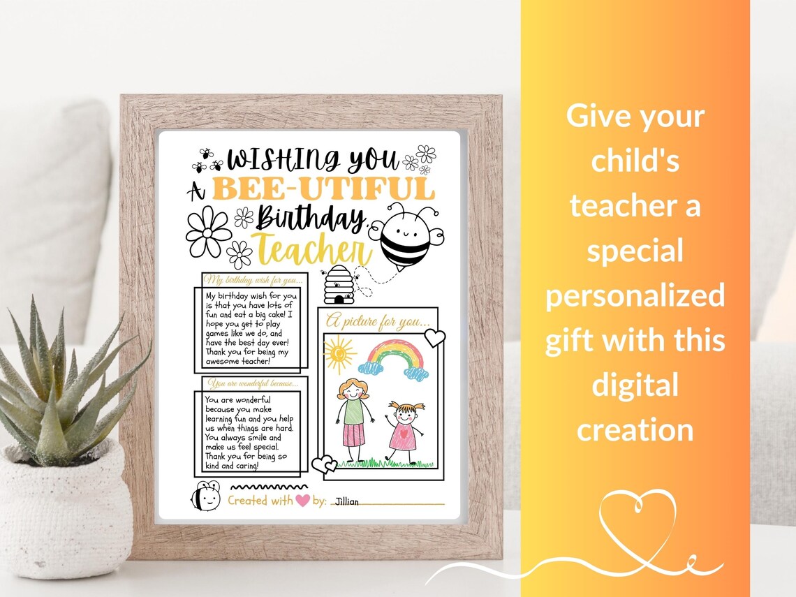 Teacher Birthday Printable, Teacher Birthday Card, Thank You Teacher ...