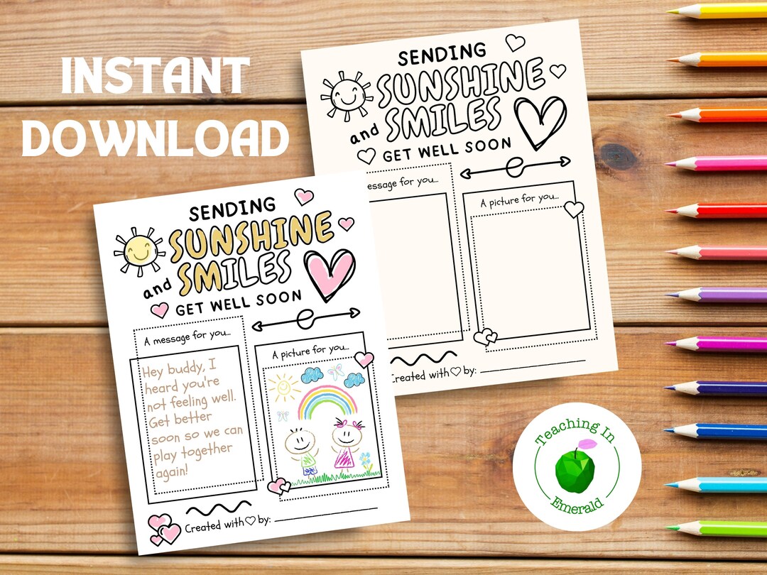 Printable Get Well Soon, Printable Coloring Page, Kid Coloring Sheet ...