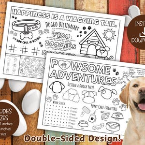 Dog, Puppy, Pet Themed Printable Activity Sheet, Placemat for Kids ...