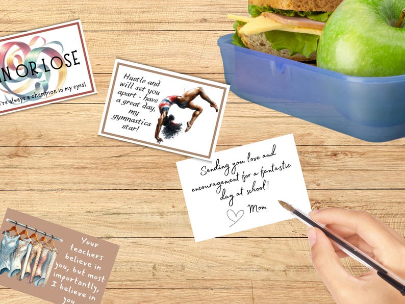 Gymnastics Lunch Box Notes for Kids, Positive Affirmations, Encouraging ...