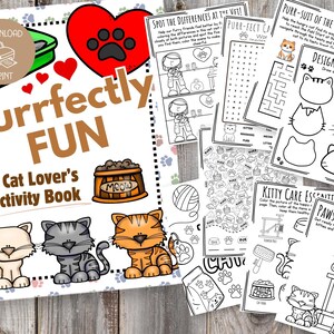 Cat Activity Bundle, Printable Activities for Kids, Cat Coloring , Fun ...