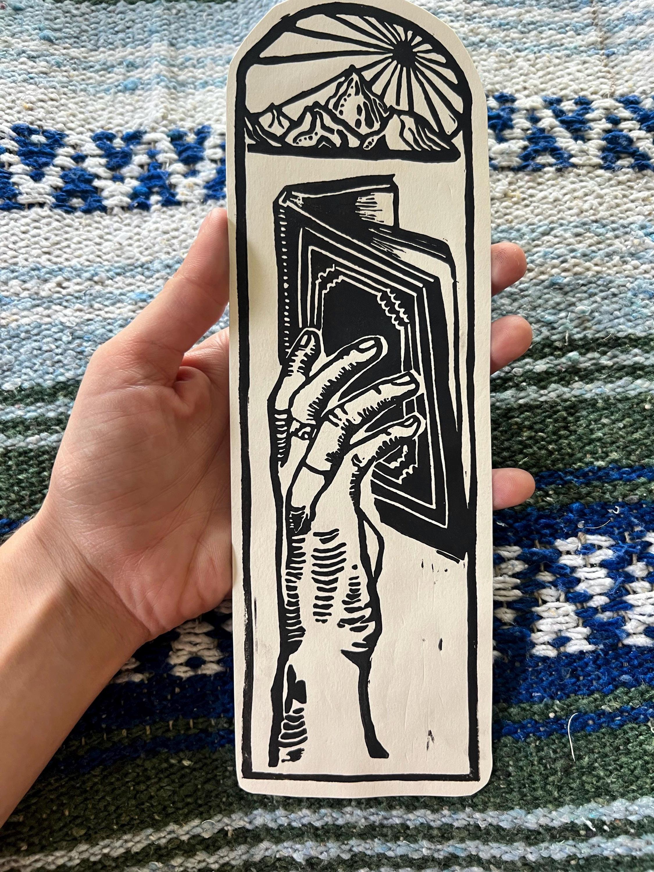 Linocut Bookmark - Etsy