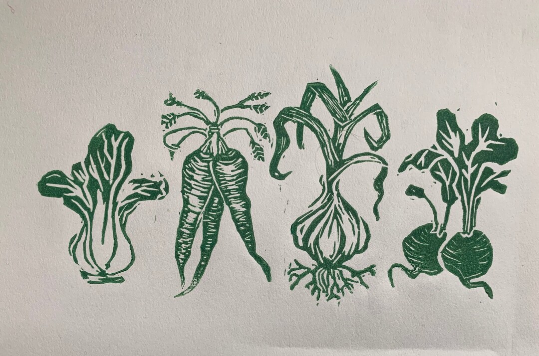 Vegetable Linocut Print - Etsy