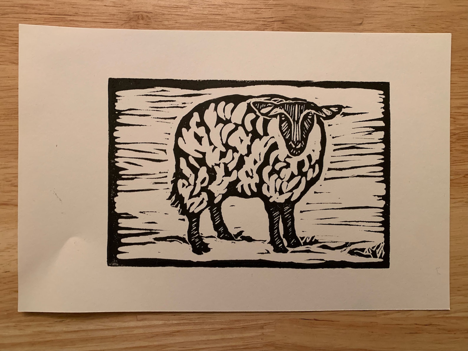Sheep Linocut Print - Etsy