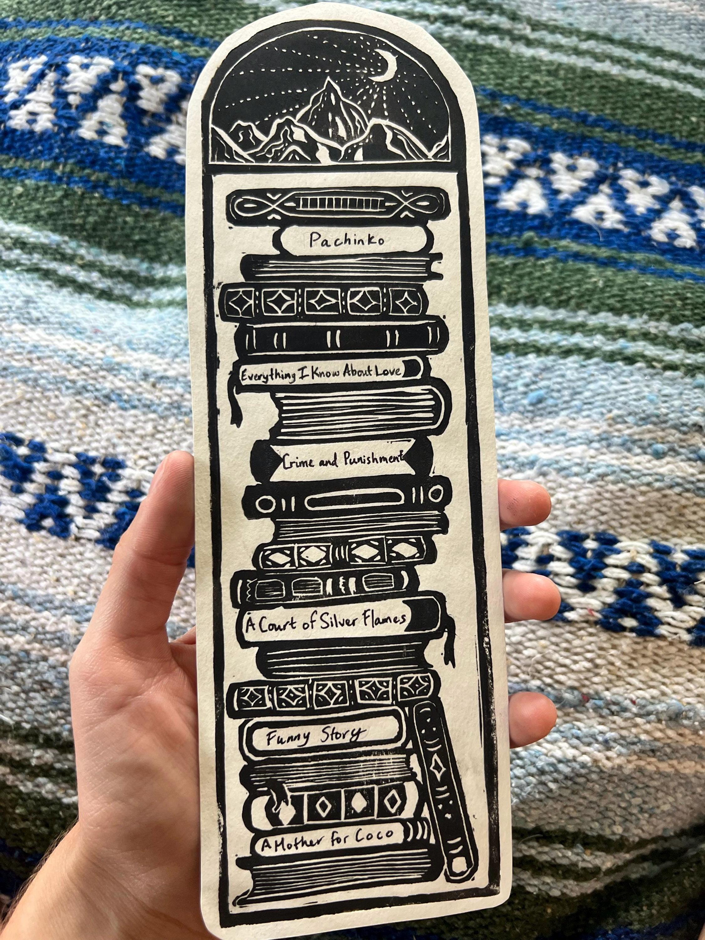 Linocut Bookmark - Etsy