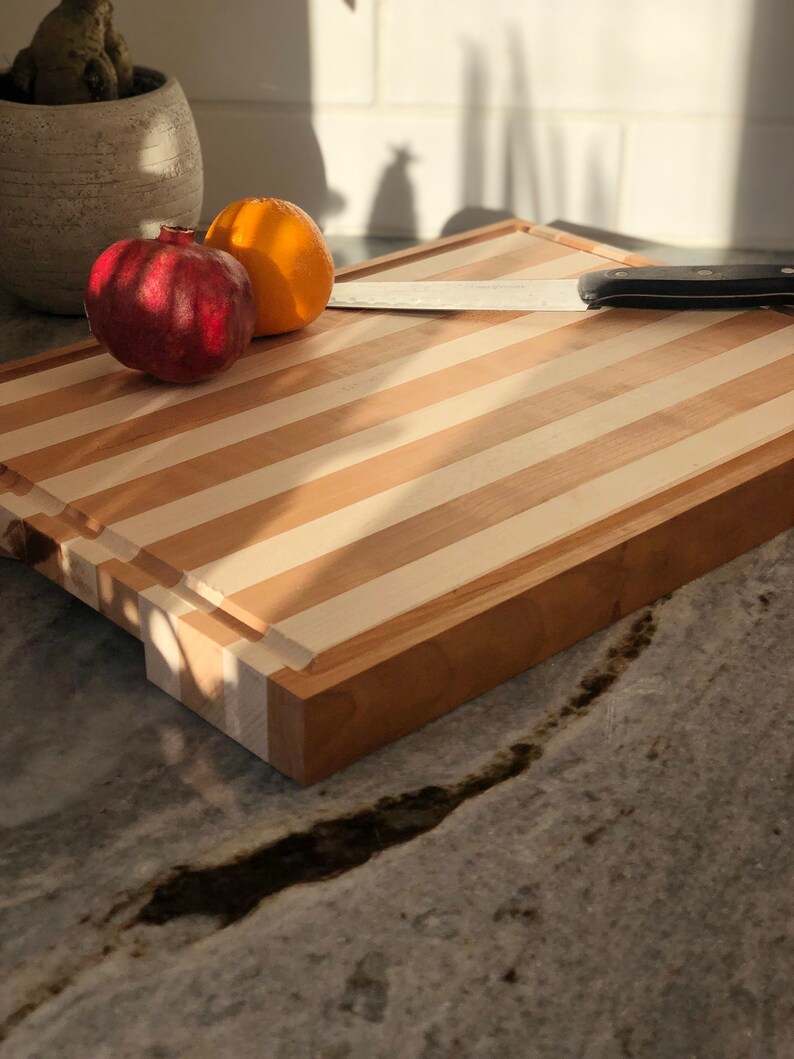 Cherry/hard Maple Edge Grain Cutting Board Artisan Woodworking Gift for ...