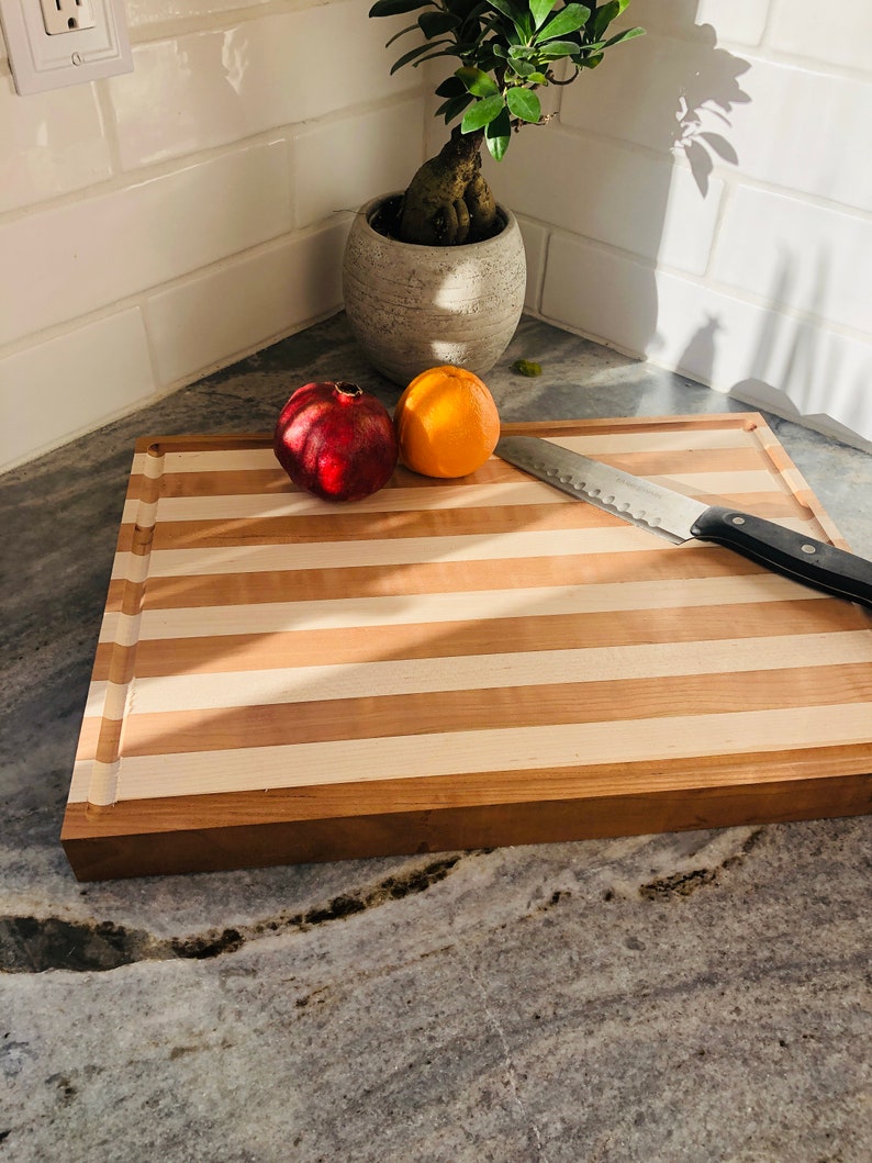Cherry/hard Maple Edge Grain Cutting Board Artisan Woodworking Gift for ...