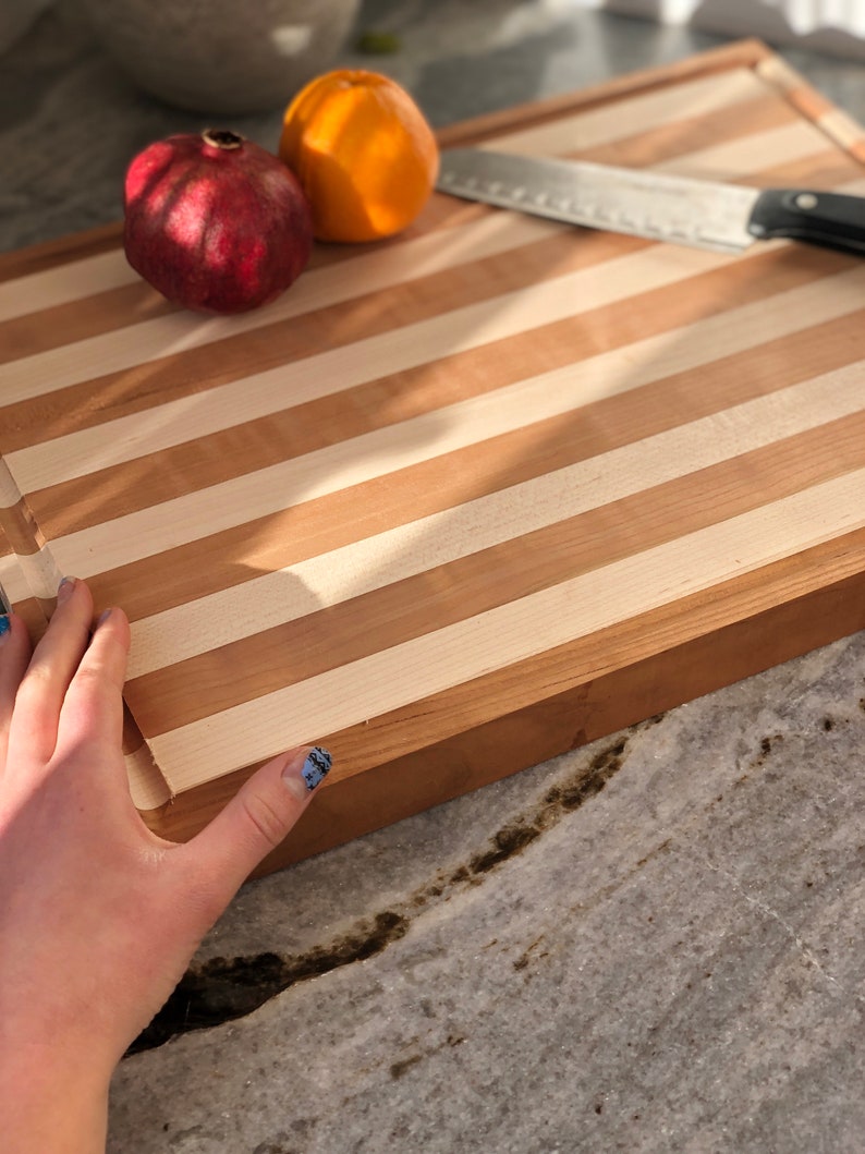 Cherry/hard Maple Edge Grain Cutting Board Artisan Woodworking Gift for ...