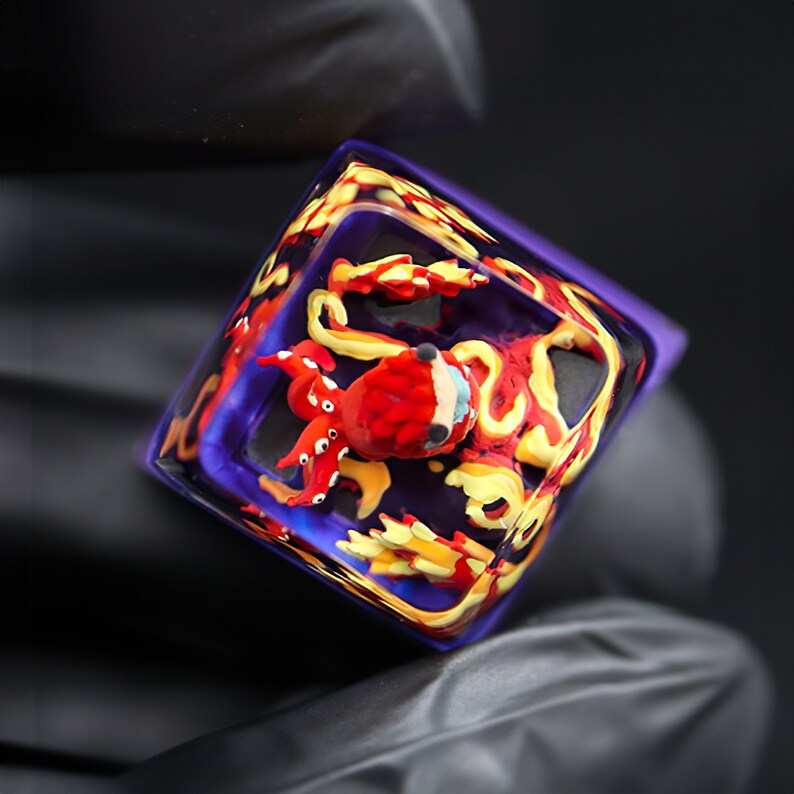 Inferno Octopus Artisan Keycap - Vibrant Handmade Accessory ...
