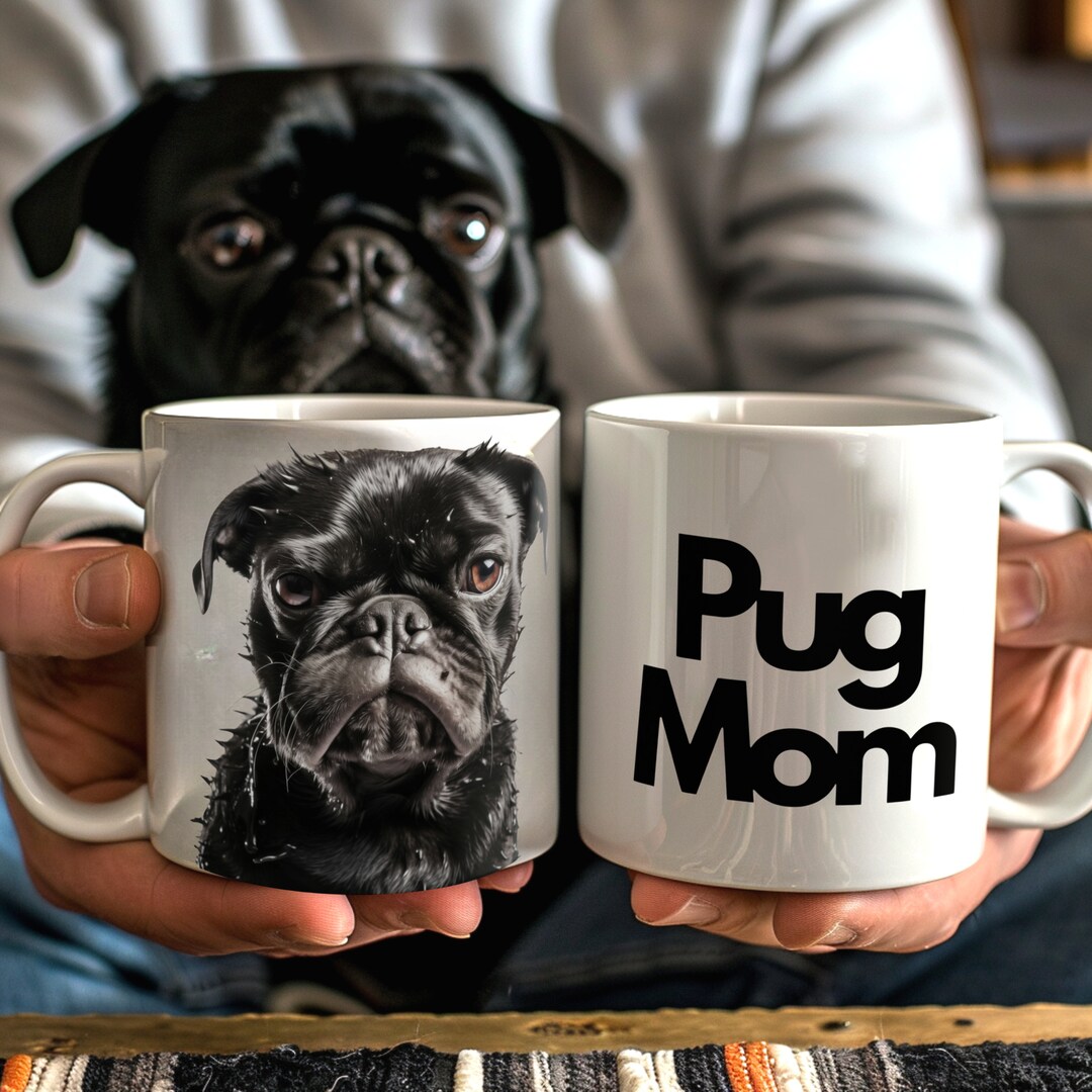 Pug Mom Mug, Black Pug, Pug Mom, Mugs for Grandma, Mugs for Mom, Mugs ...