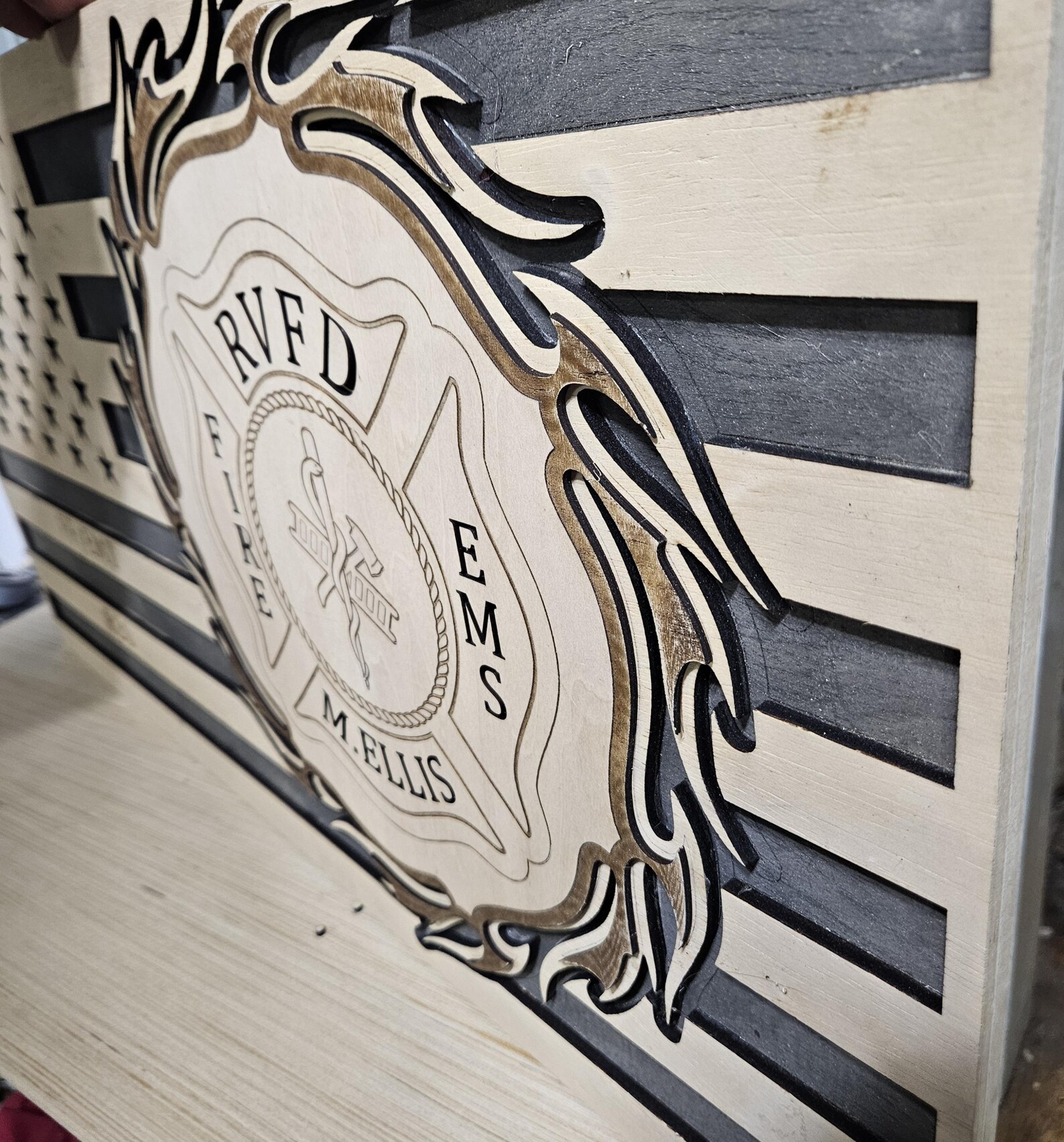 29x14.75 Custom Laser Cut Firefighter Flag - Etsy