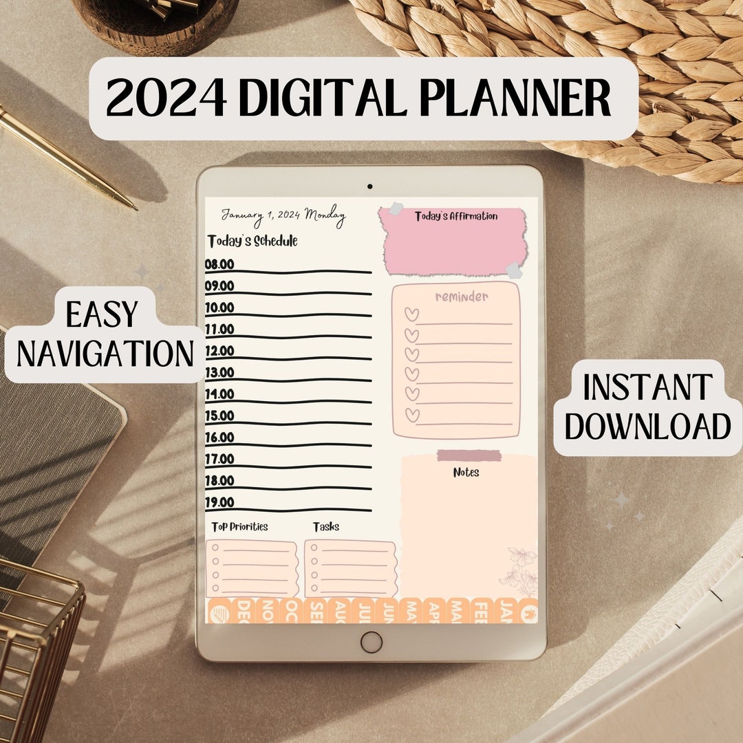 2024 Digital Planner Minimalist / Daily, Weekly & Monthly Planner ...