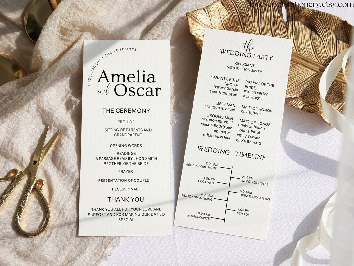 Simple Wedding Program Template|modern Monogram Design |elegant Wedding ...