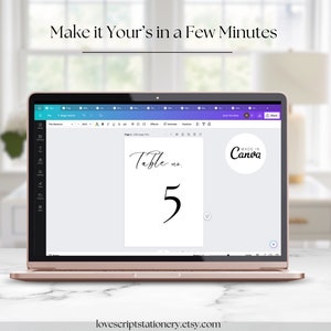 Elegant Table Number Template, Modern Table Number Sign Printable ...