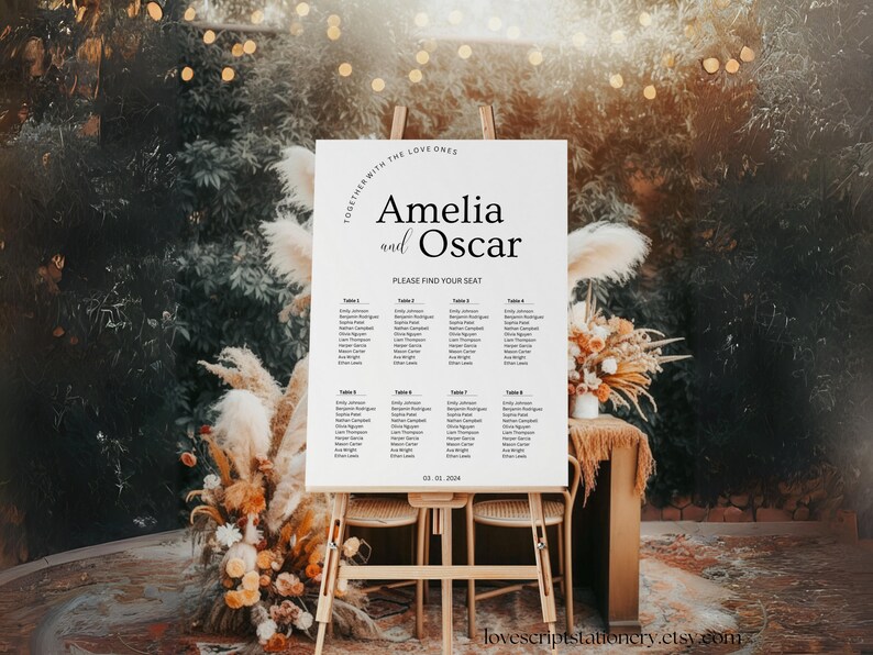 Simple Seating Chart Template|editable Seating Chart|printable Seating ...