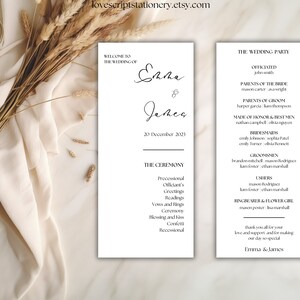 Wedding Program Template, Elegant Wedding Calligraphy & Border, Tall ...