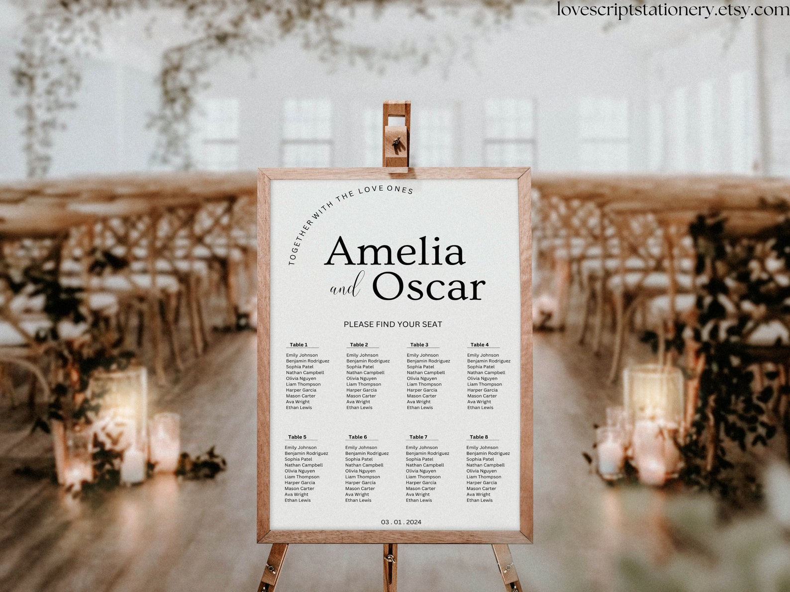 Simple Seating Chart Template|editable Seating Chart|printable Seating ...