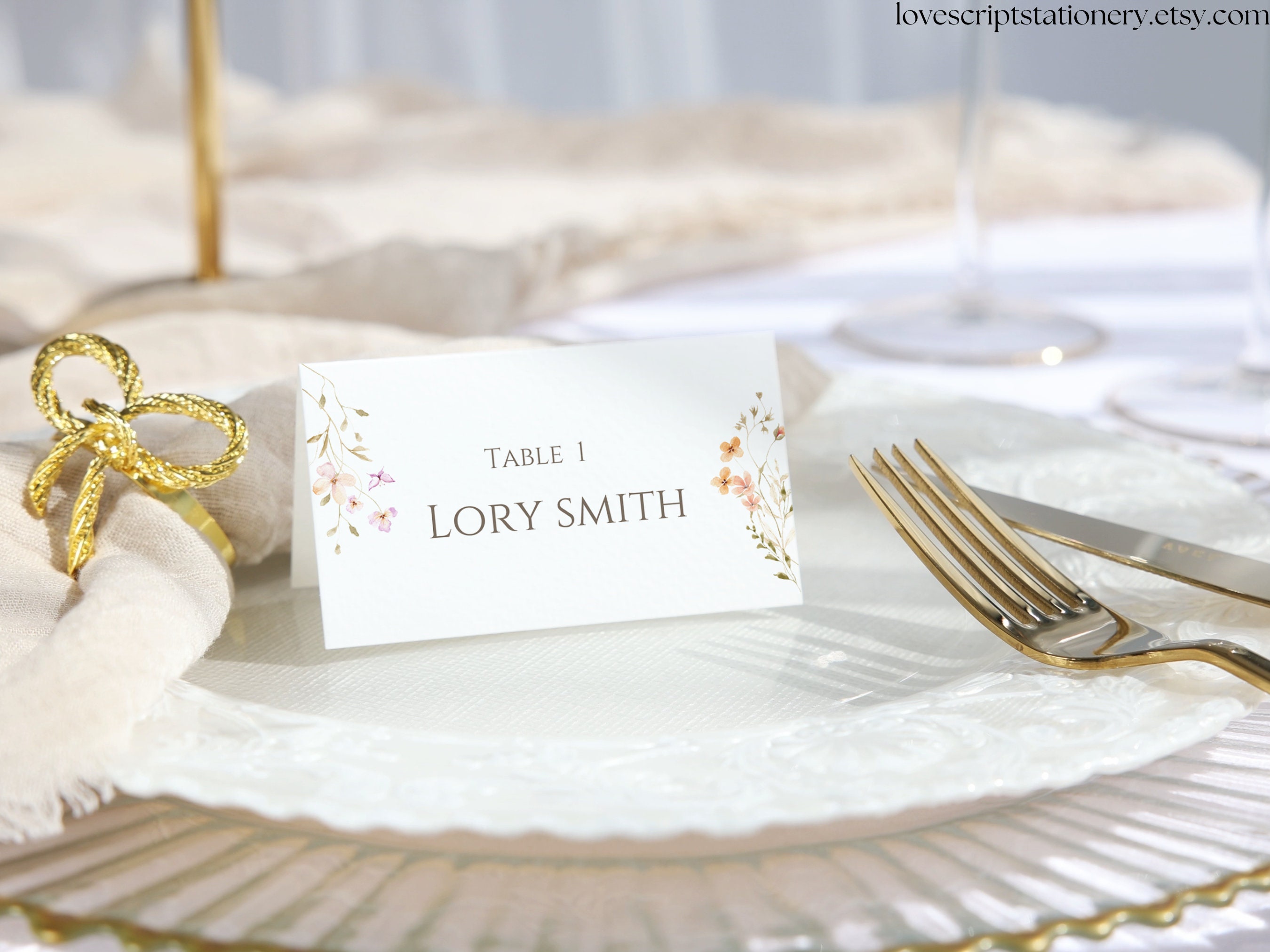 Wildflower Place Card Template| Printable Place Cards| Wildflower ...
