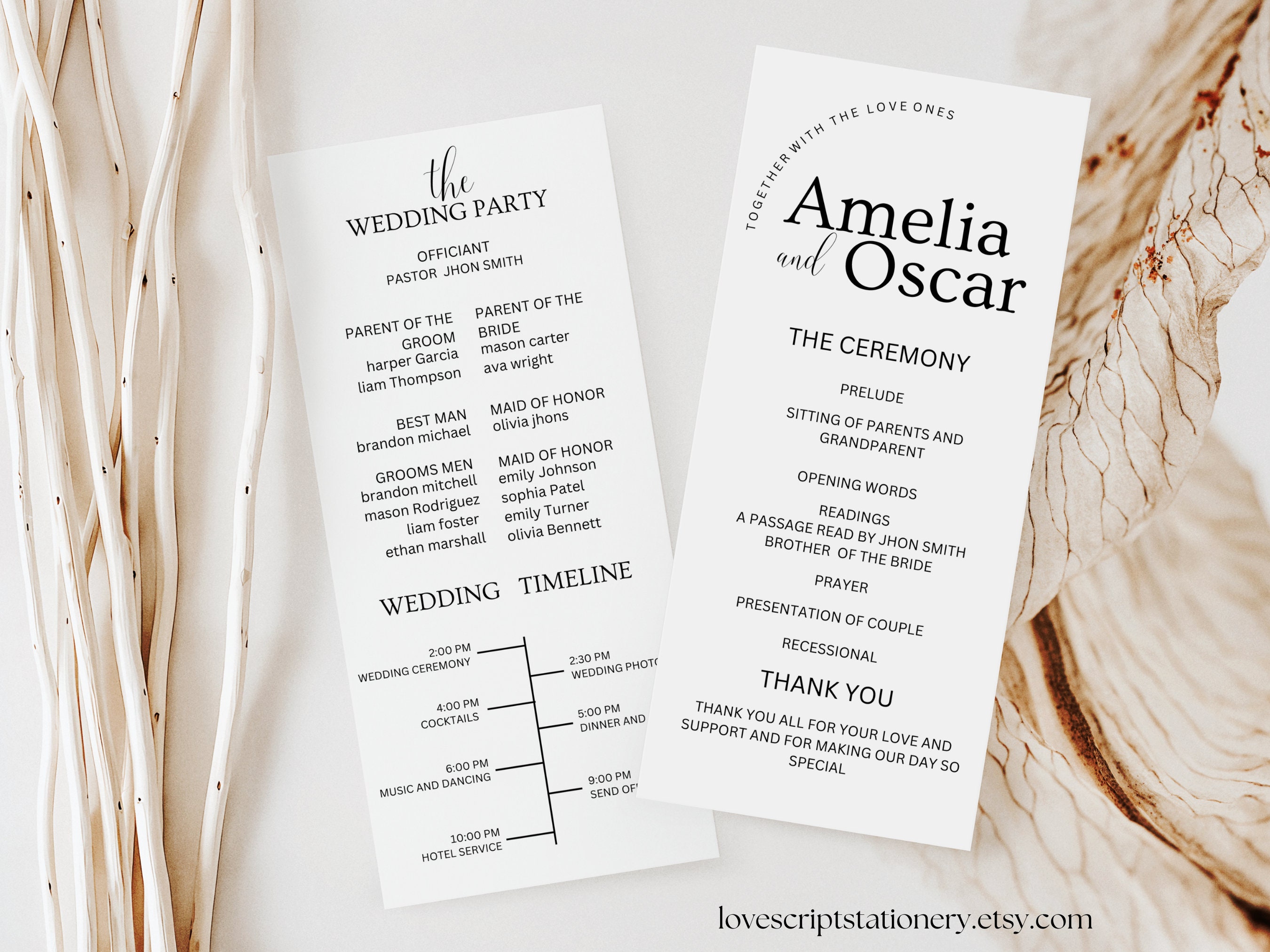 Simple Wedding Program Templatemodern Monogram Design elegant Wedding ...