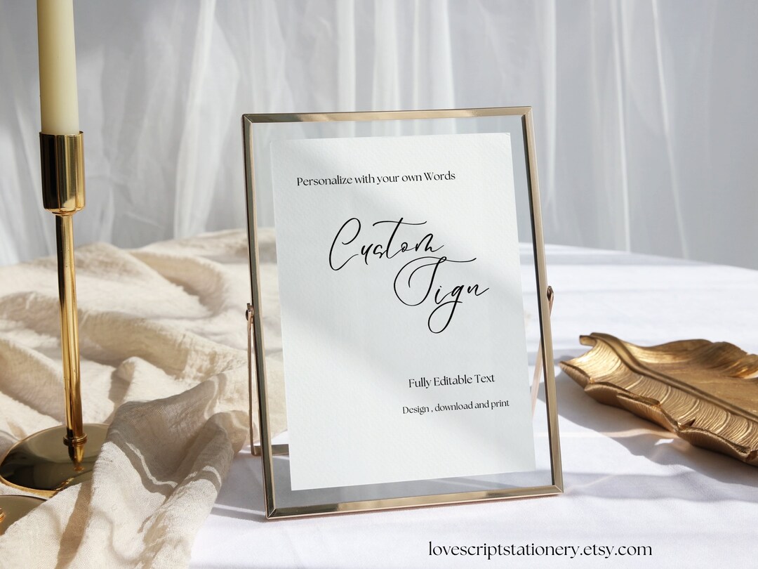Wedding Sign Template, Elegant Wedding Calligraphy , Editable Wedding ...