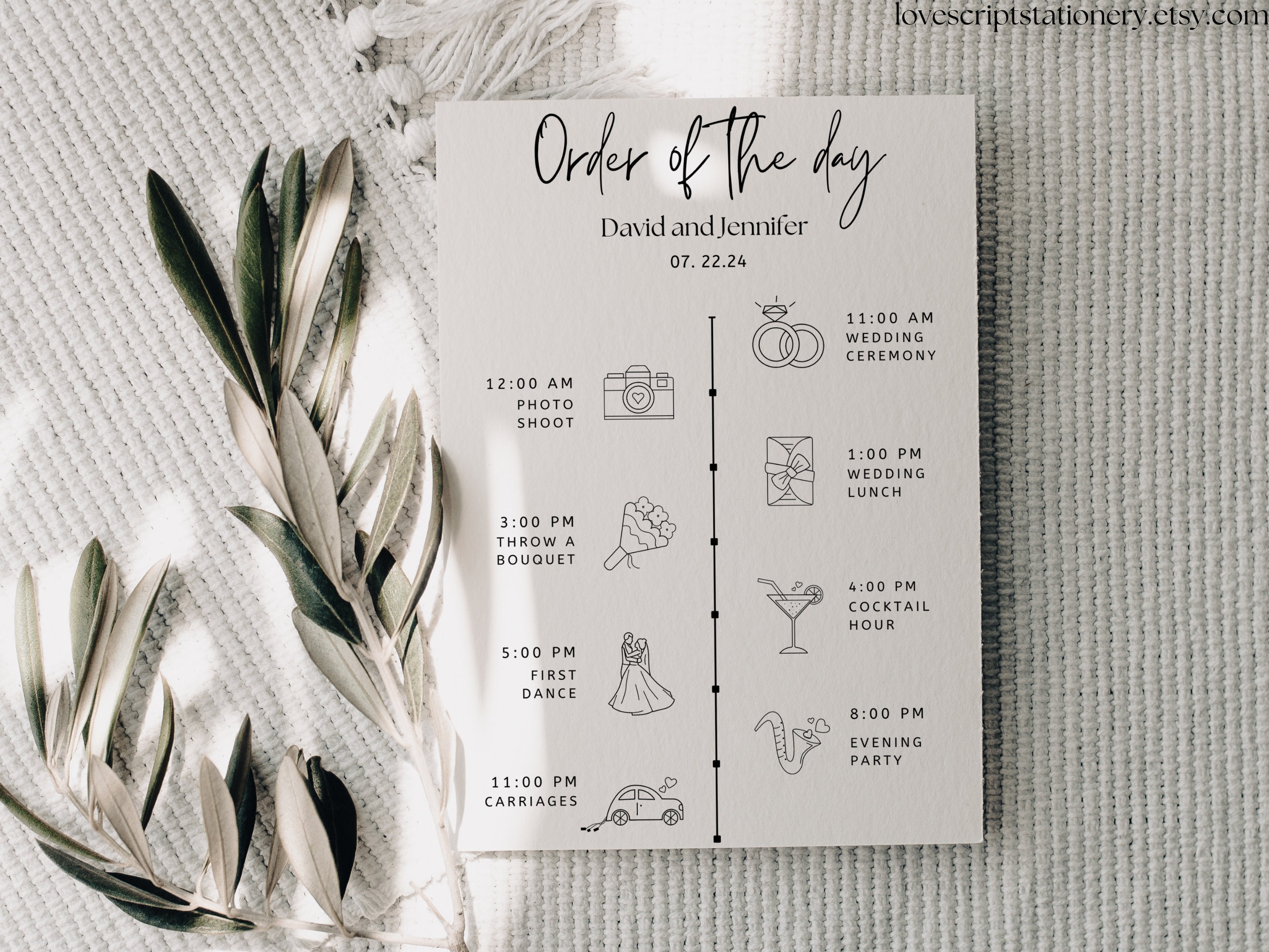 Wedding Order of the Day Invitation Insert Template| Small Printable ...
