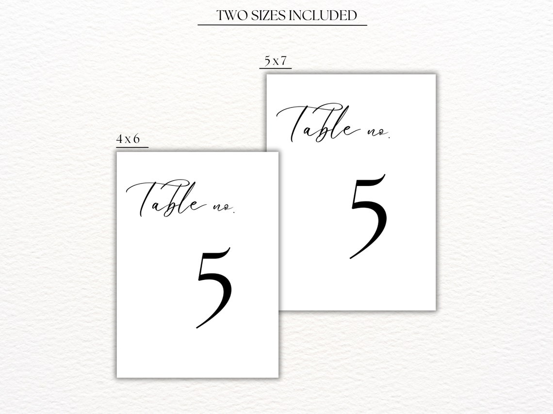 Elegant Table Number Template, Modern Table Number Sign Printable ...
