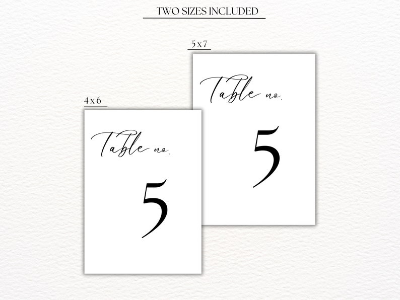 Elegant Table Number Template, Modern Table Number Sign Printable ...