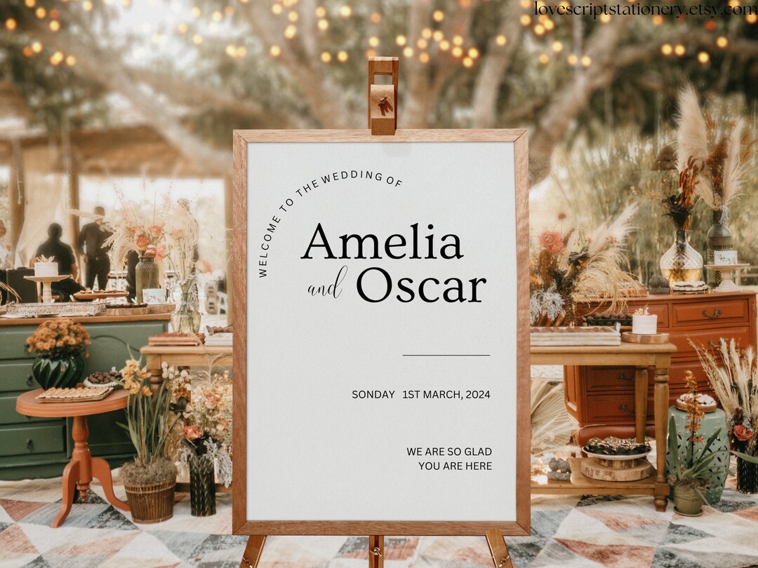 Wedding Simple Welcome Sign Template|classic & Elegant| Editable ...