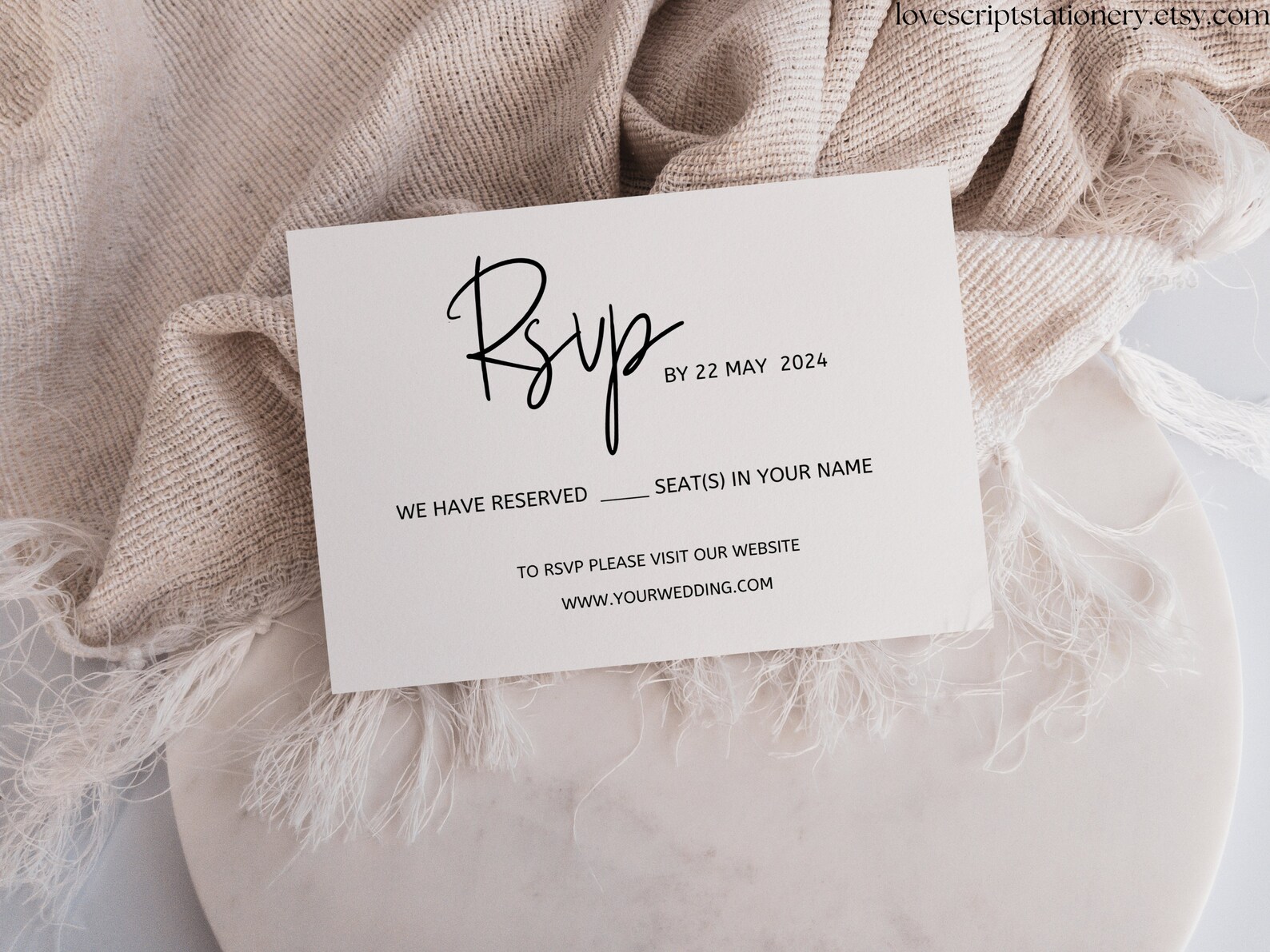 Wedding Rsvp Card Template| Diy Rsvp Card|simple Wedding Response|black ...