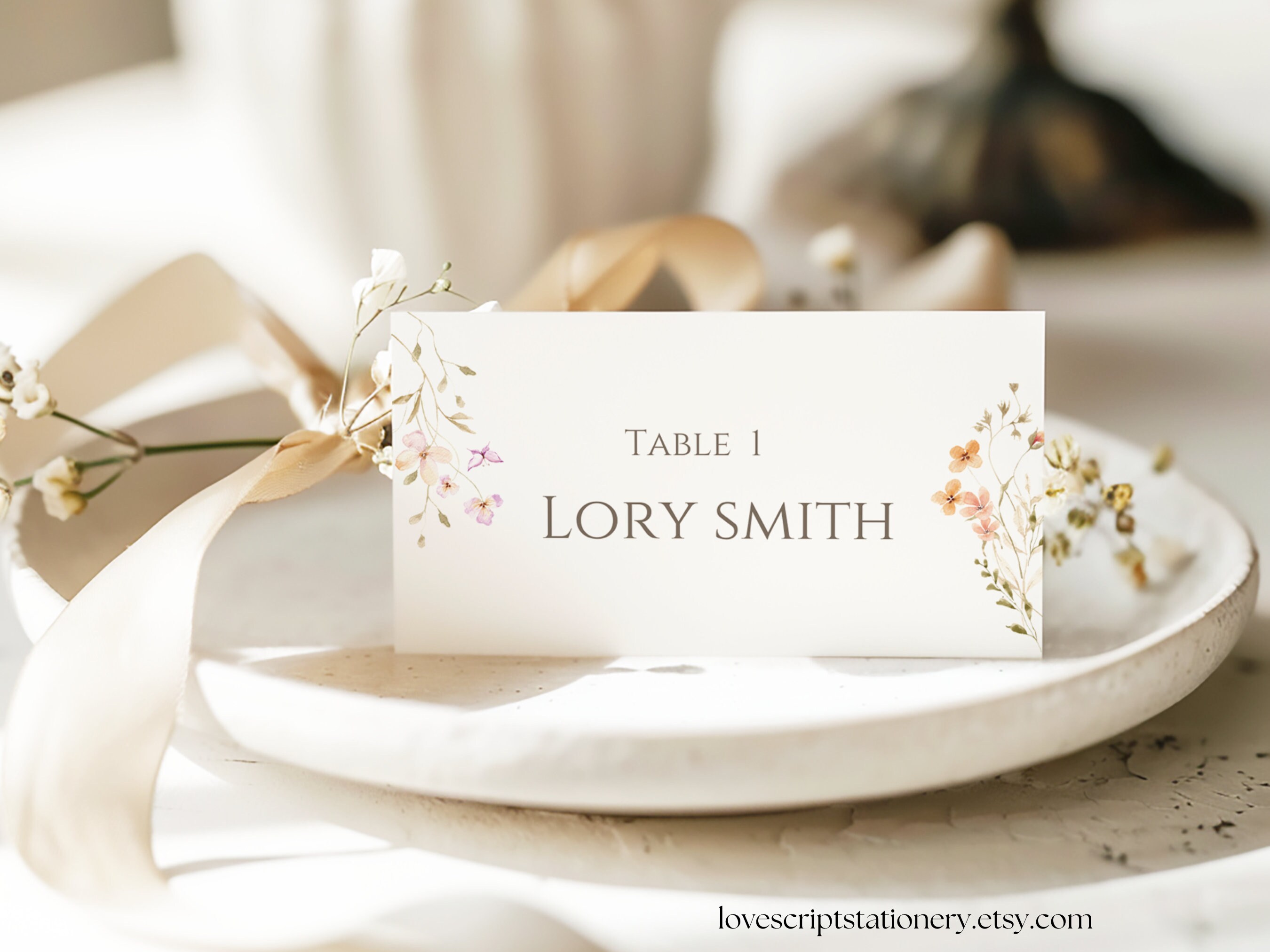 Wildflower Place Card Template| Printable Place Cards| Wildflower ...