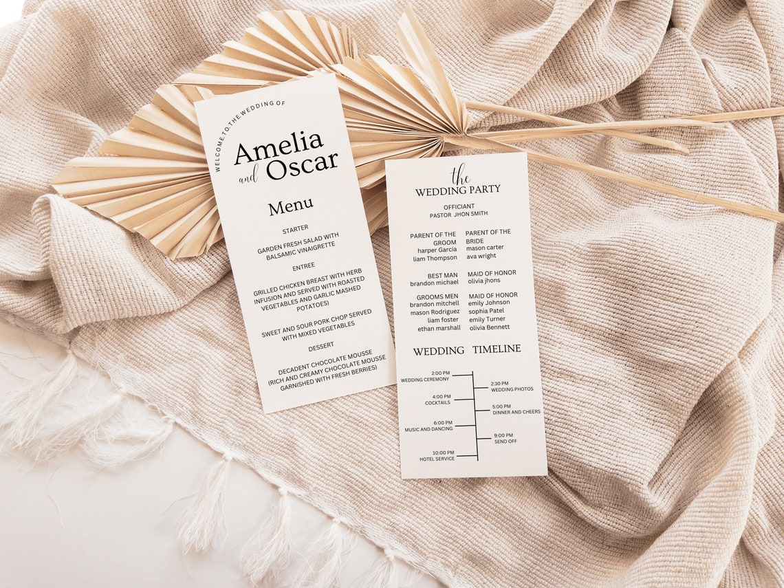 Simple Wedding Program Template|modern Monogram Design |elegant Wedding ...