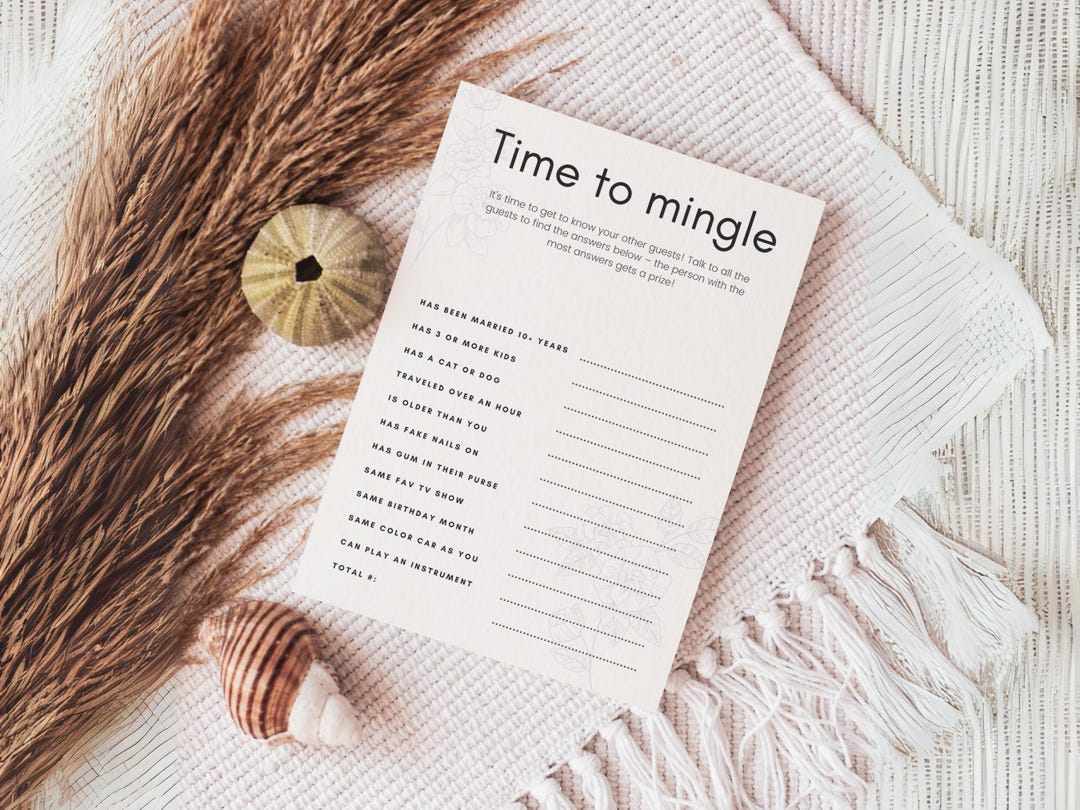 Minimalist Time to Mingle Game| Couples Shower Games| Engagement Party Games| Wedding Shower ...