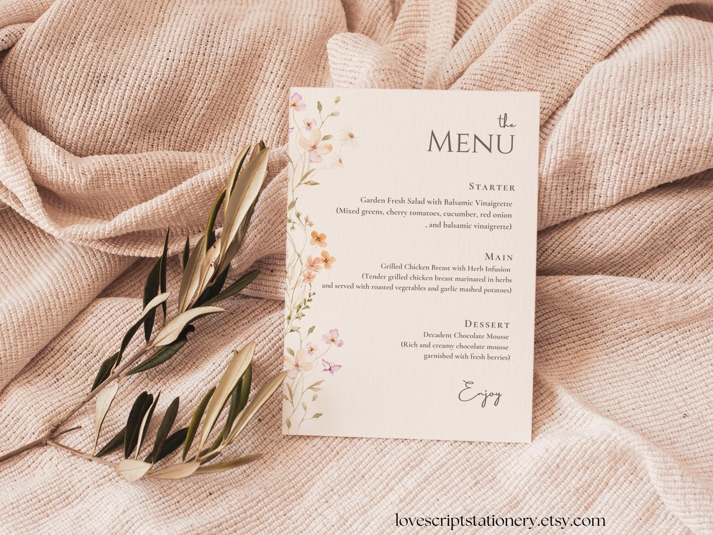 Wildflower Menu Template |floral Wedding Menu Boho Flowers |event Menu ...
