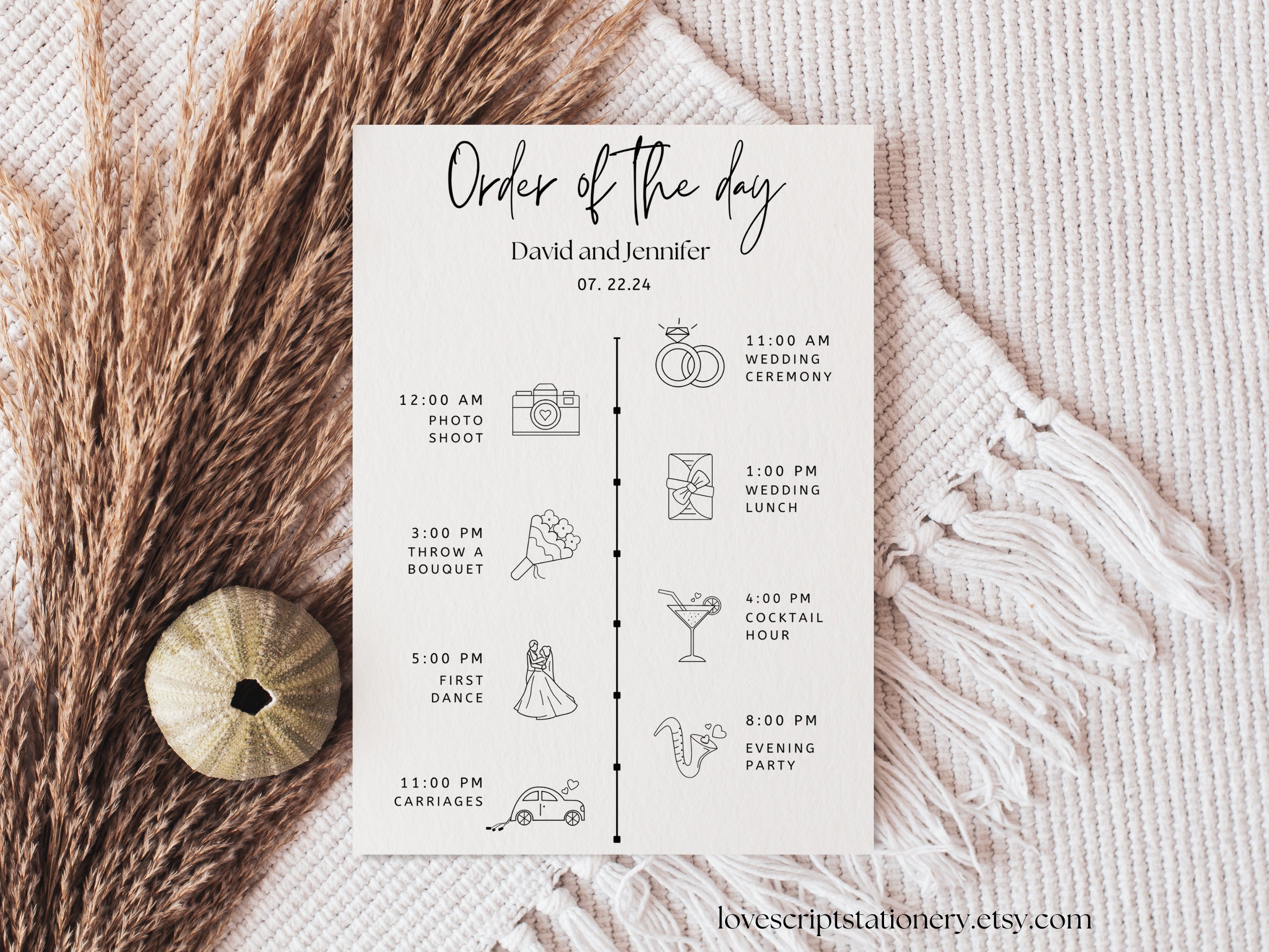 Wedding Order of the Day Invitation Insert Template| Small Printable ...