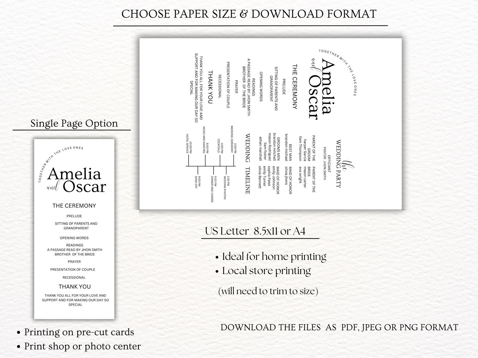 Simple Wedding Program Template|modern Monogram Design |elegant Wedding ...