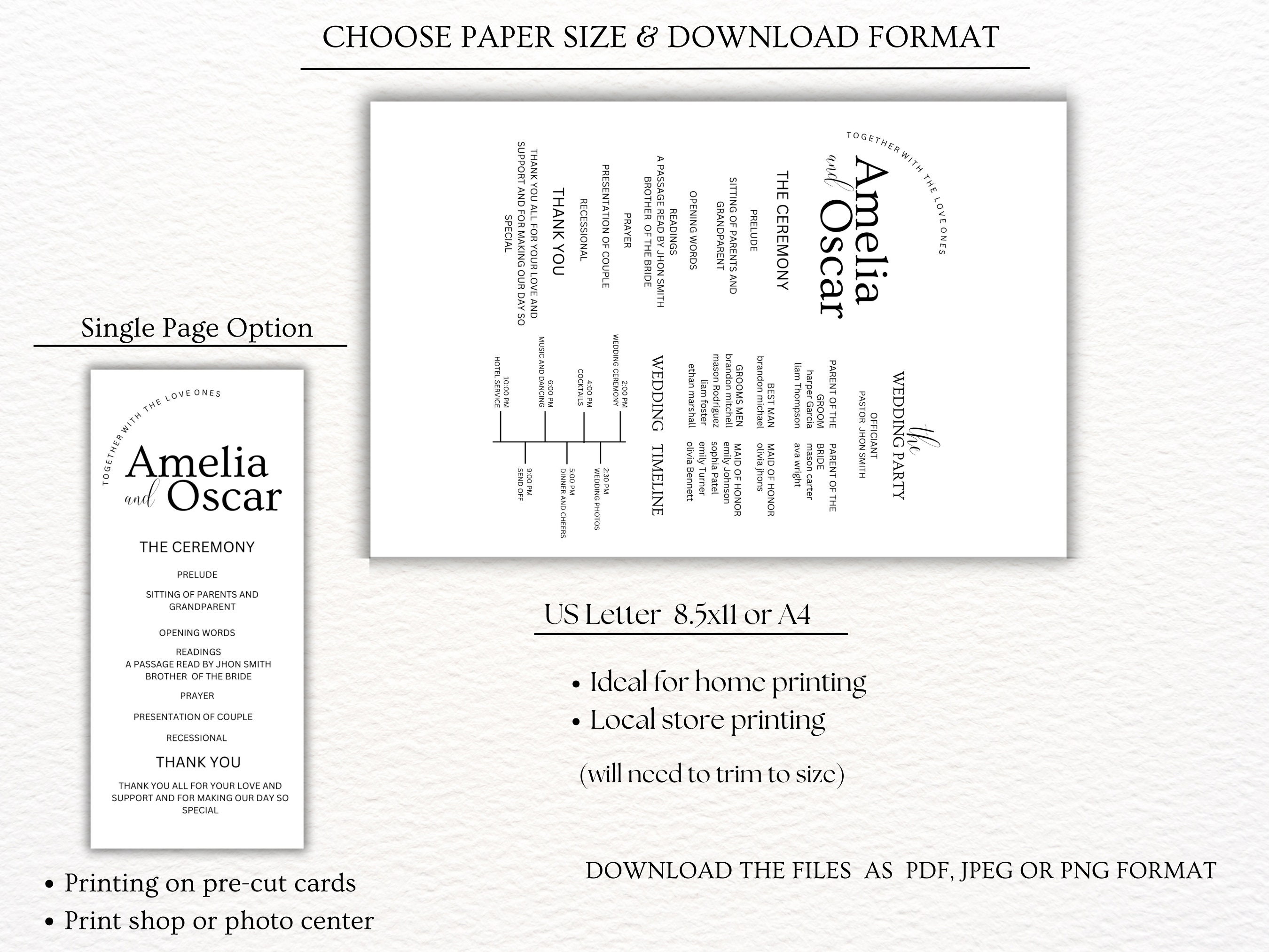 Simple Wedding Program Templatemodern Monogram Design elegant Wedding ...