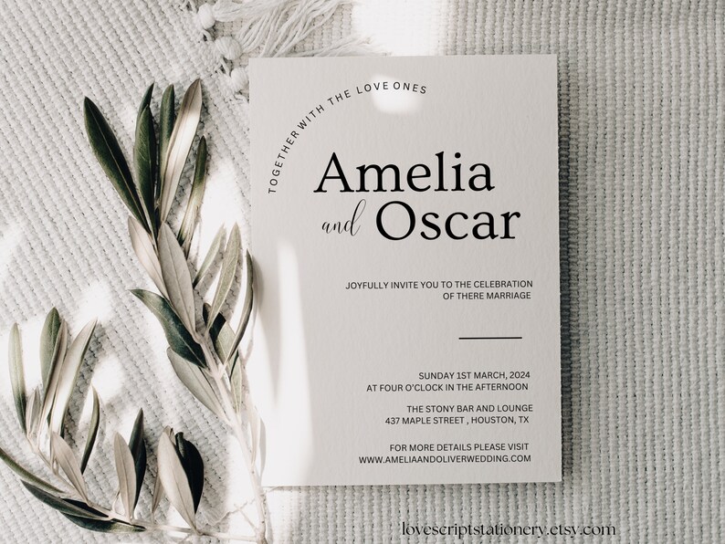 Simple Wedding Invites With QR Code| Minimalist Wedding Invite Suite ...