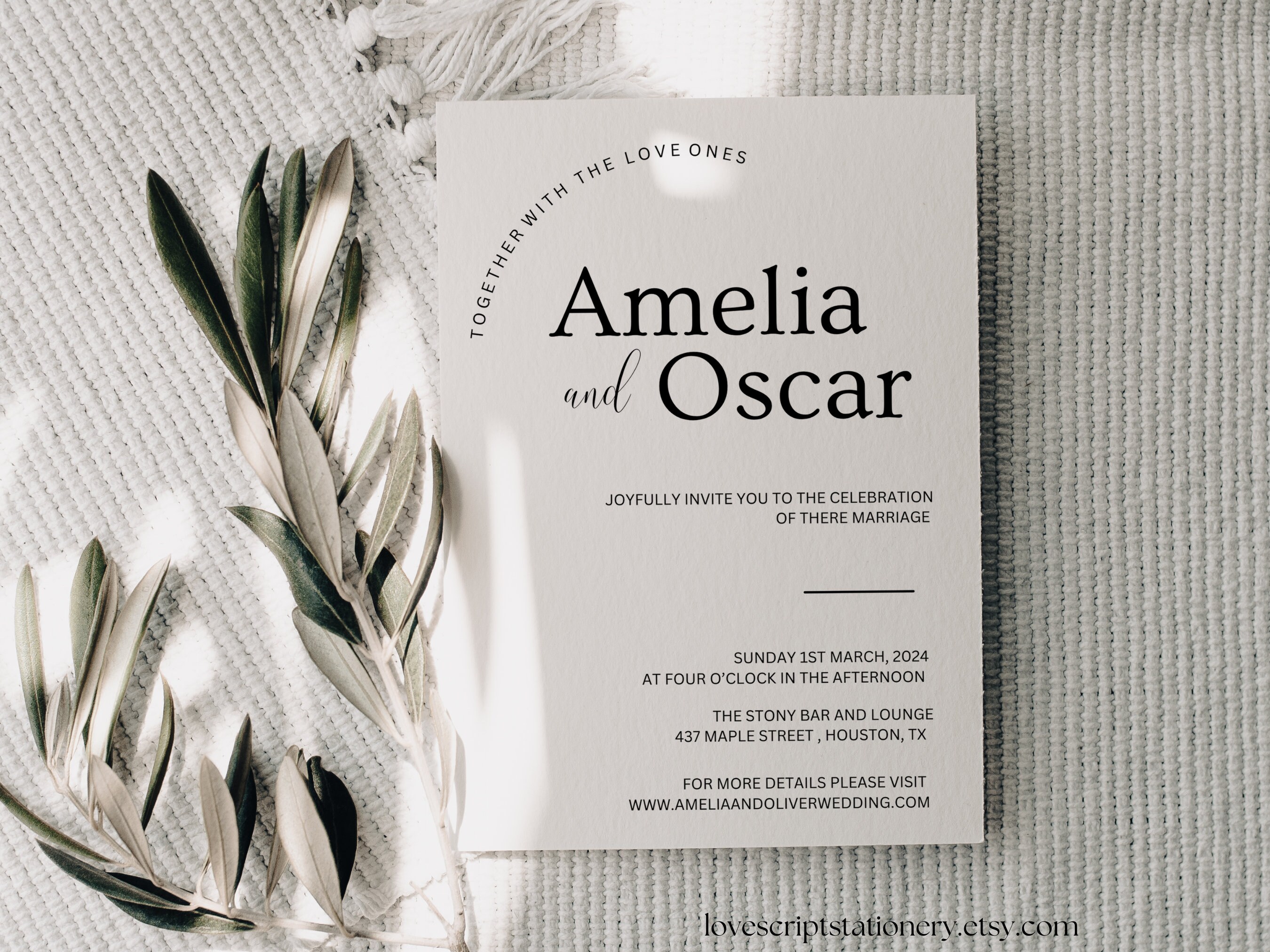 Simple Wedding Invites With QR Code| Minimalist Wedding Invite Suite ...