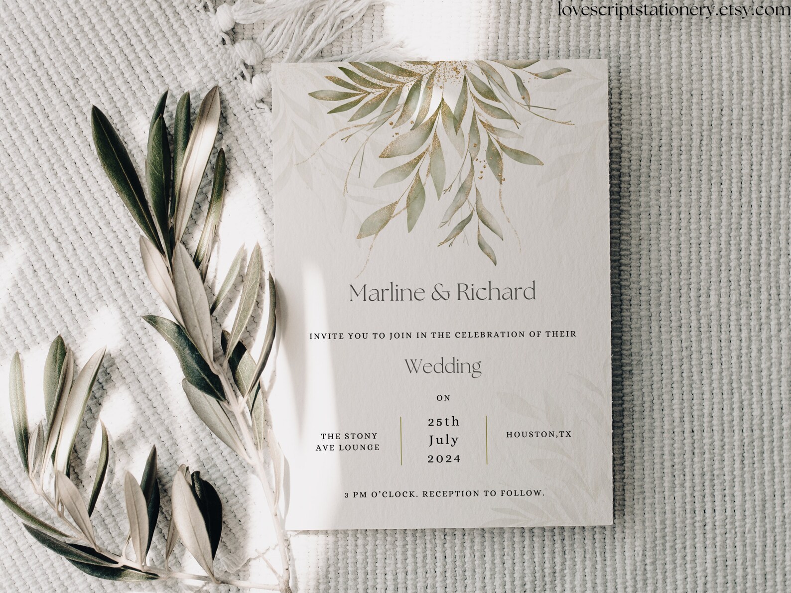 Greenery Wedding Invitation Template| Printable Wedding Invitation ...