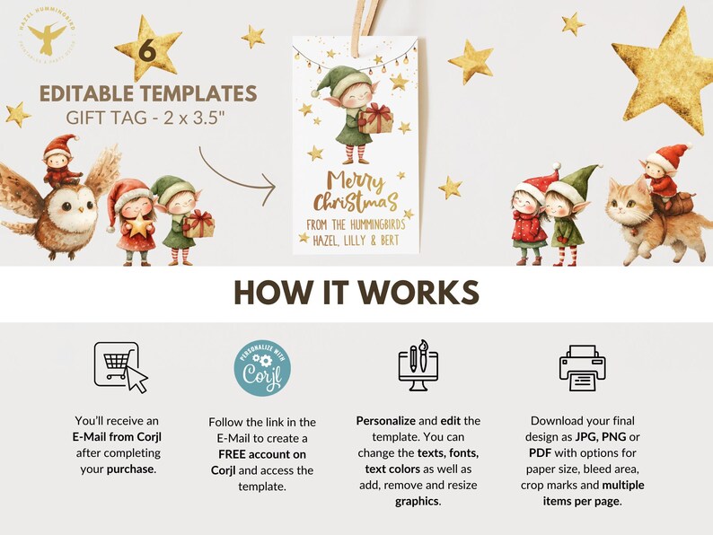 Merry Christmas Gift Tag Whimsical Christmas Elves Bundle Vol. 1 ...